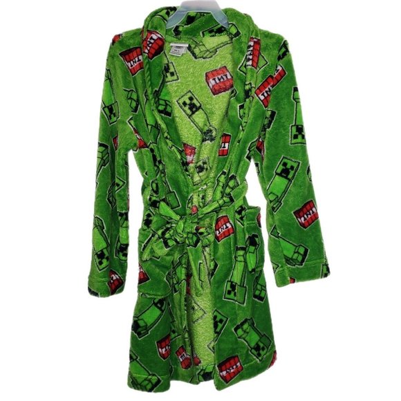 Minecraft | Pajamas | Minecraft Boys Plush Robe Size 2pocket Green ...